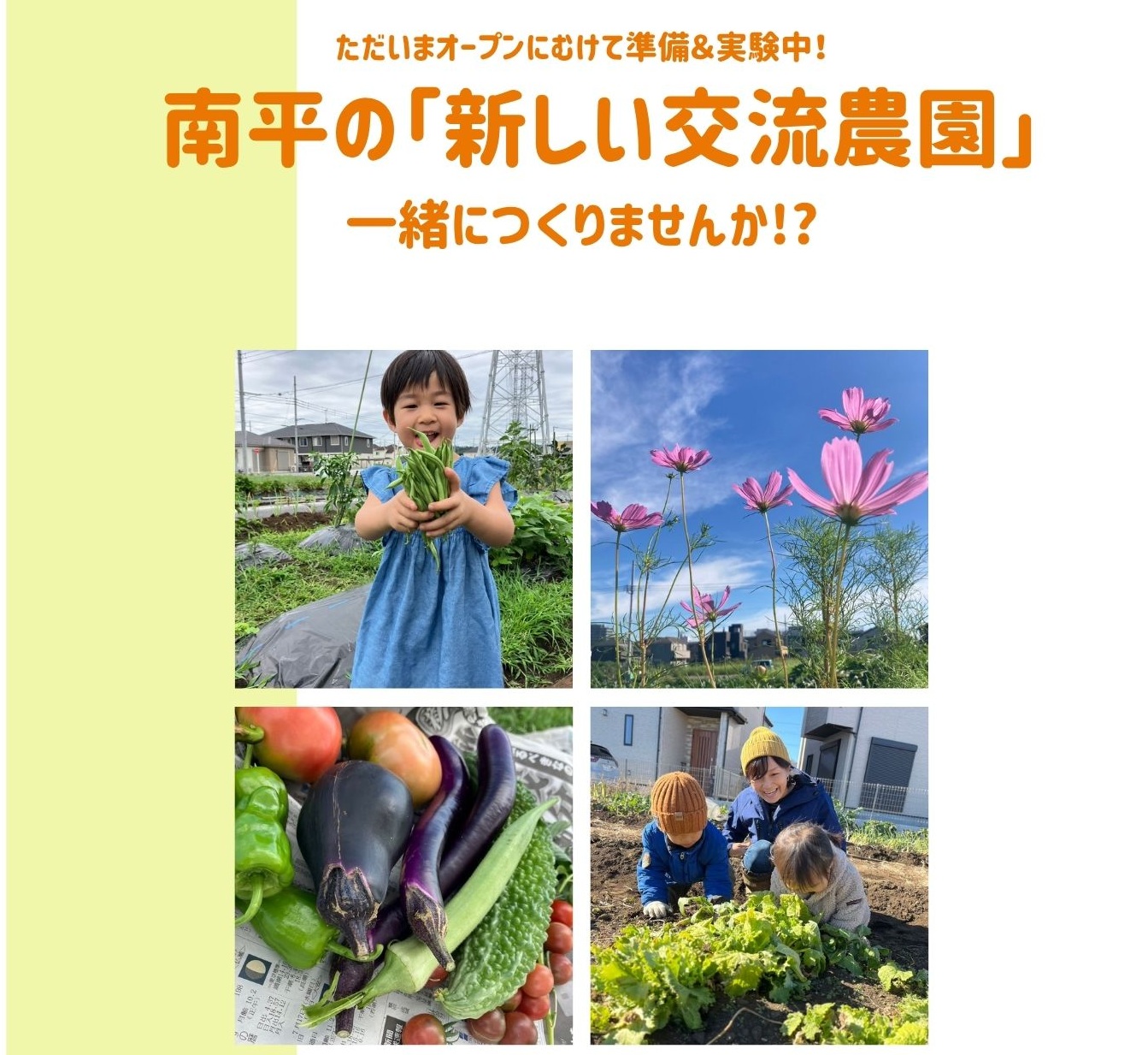南平の「新しい交流農園」 準備メンバー募集中！「活動だより」と「お知らせ」ができました。 - TUKURU